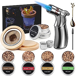 2023 New Cocktail Smoker Kit,Whiskey Bourbon Drink Smoker Kit with Torch (No Butane),6 Wood Chips Flavors Old Fashioned Smoker Kit Gift for Men,Husband,Father