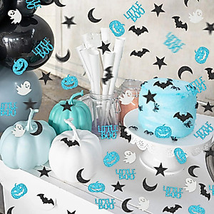 Little Boo Party Decorations, 200Pcs Little Boo Confetti for Table Glitter Blue Black for Boys Halloween Little Boo Baby Shower Birthday Party Supplies