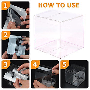 4x4x4 Inches Transparent Apple Box With Hole,30 PCS Caramel Apples Clear Boxes Candy Apple PET Boxes for Candy Making