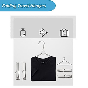 Retractable Portable Travel Hangers 3 Pcs, Aluminum Alloy Foldable Travel Hangers for Clothes, Lightweight Collapsible Coat Hanger for Traveling, Camping in Hotel, Car