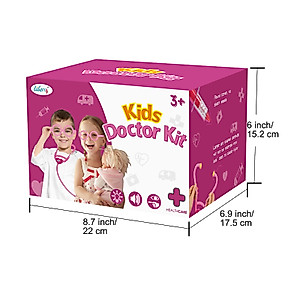 Liberry Doctor Kit for Toddlers 3 4 5 Years Old, Kids Doctor Play Set for Girls Boys Toy, Pretend Play Medical Kit with Stethoscope & Costume for Christmas Birthday Gift Pink