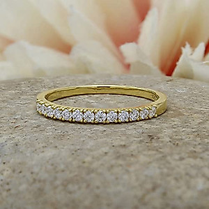 SAVEARTH DIAMONDS 1/3 ct. t.w Round Lab Created Moissanite Diamond Half Eternity Wedding Band Ring In 14k Yellow Gold Over Sterling Silver (0.33 Cttw), Gift For Her