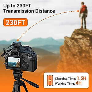 PERWHY Lapel Microphone Wireless Lavalier System for DSLR, Camcorders, GoPro, Computers - 2.4GHz Frequency, Noise Reduction, Long Transmission Range, Easy to Use