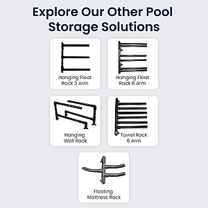 The Original Hanging Towel Rack - Wall-Mounted Outdoor Pool Towel Rack with 6 Swivel Arms for Convenient Storage - Patented Rust-Free and Durable PVC Towel Rack Design - No Assembly Required (Black)