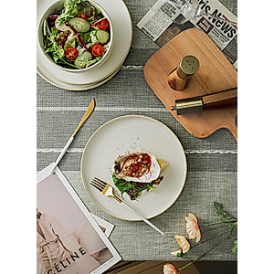 S&Q'S CERAMICS S&Q Dinner Plates Set of 6, 10.5 inch Matte Off-White Plates Ceramic Dinnerware Serving Dishes for Kitchen, Microwave and Dishwasher Safe, Scratch Resistant (Glazed Matte Off-White)