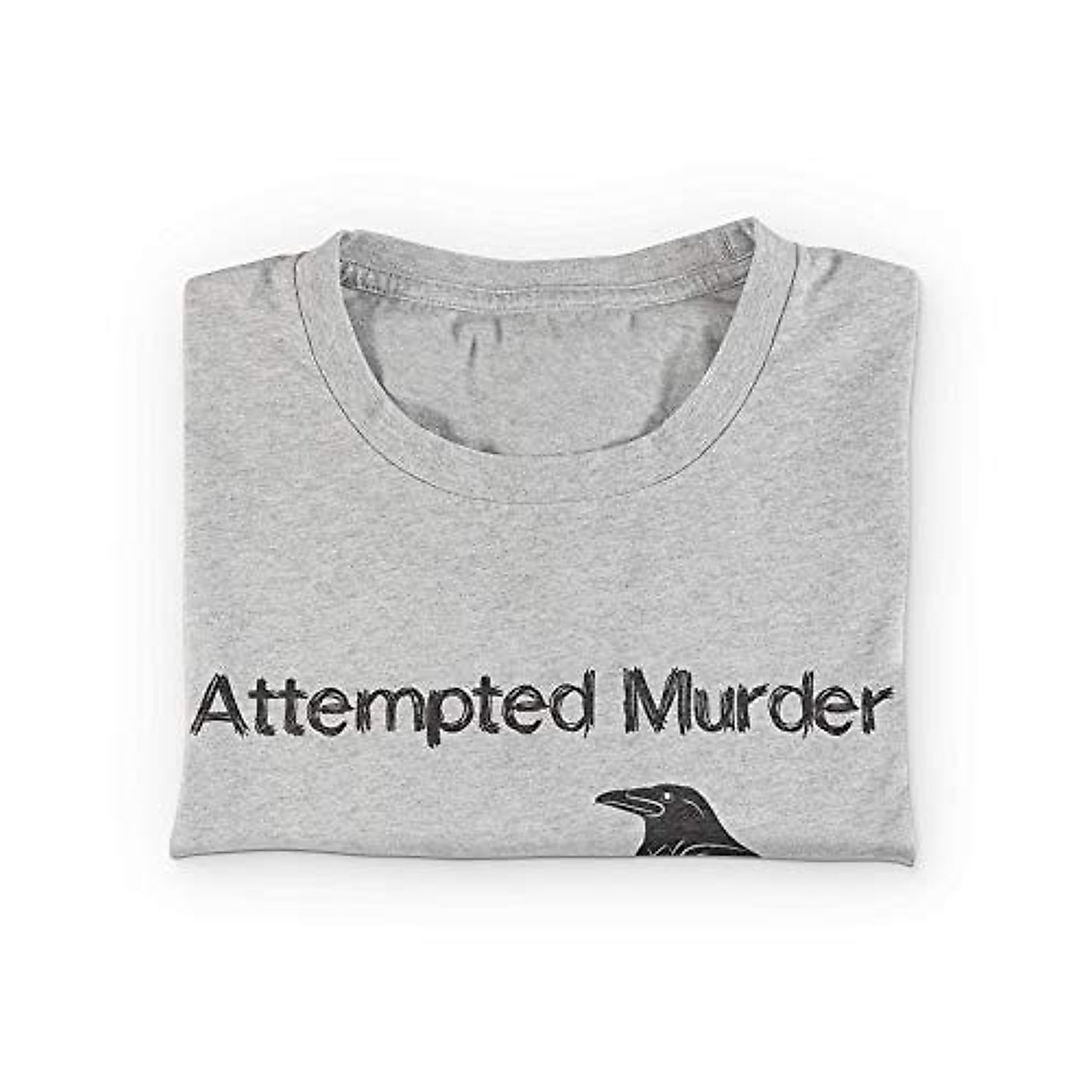 Revel Shore Attempted Murder T Shirt Funny Crow Flock Bird Pun Novelty Graphic Tee (Small) Sport Grey