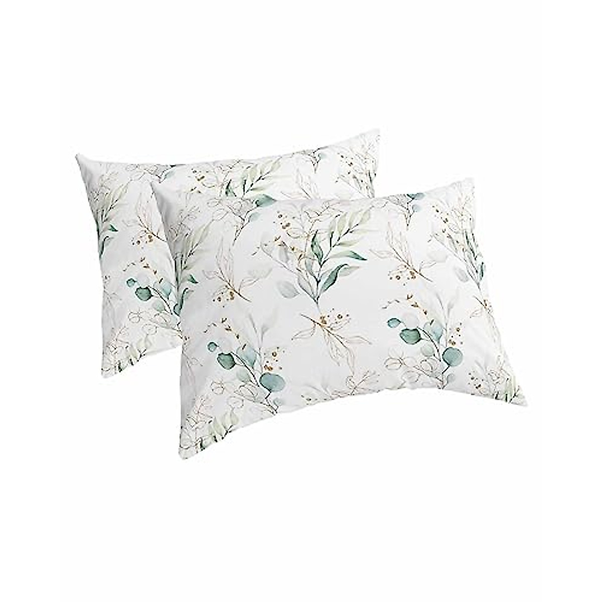 Edwiinsa Tropical Leaves Pillow Covers King Standard Set of 2 20x36 Bed Pillow, Summer Teal Leaf Spring Floral Rustic Plush Soft Comfort for Hair/Skin Cooling Pillowcases with Envelop Closure