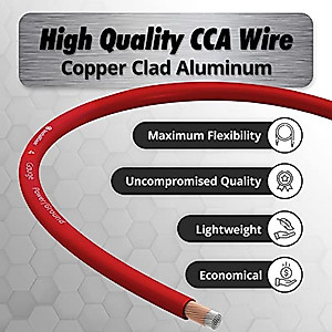 InstallGear 4 Gauge Wire (25ft) Copper Clad Aluminum CAA - Primary Automotive Wire, Car Amplifier Power & Ground Cable, Battery Cable, Car Audio Speaker Stereo, RV Trailer Wiring Welding Cable 4ga