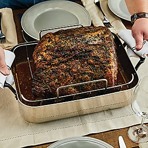 KitchenAid 5-Ply Clad Roasting Pan/Roaster with Removable Rack, 15 Inch x 11.5 Inch, Polished Stainless Steel