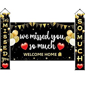 Pimvimcim Welcome Home Banner Decorations We Missed You So Much Backdrop Sign Decor, Welcome Back Home Family Party Supplies, Patriotic Military Homecoming Army Deployment Returning Back Decorations