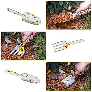 Ebbniur Garden Tool Set, 5Pcs Heavy Duty Floral Garden Tools, Aluminum Rust-Proof Gardening Kit with Garden Shovel, Trowel, Pruner, Gloves, Ideal Gardening Gift for Gardening Lovers, Family & Friends.