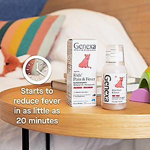 Genexa Children's Acetaminophen Pain and Fever Reducer | 160 mg per 5mL | Made with Delicious Organic Blueberry Flavor | 4 Fluid Ounces