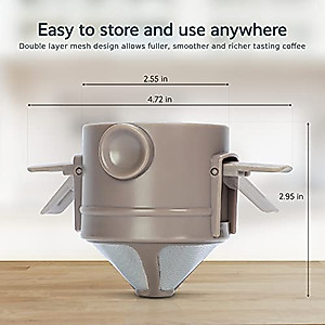 Jocuu Portable Pour Over Coffee Filter, Drip Coffee Maker for Office, Home & Travel, 1- 4 Cups, Stainless Steel, Collapsible, Heat-Resistant Handles, Reusable & Paperless