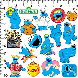 Sesame Street Cookie Monster 50ct Vinyl Large Deluxe Stickers Variety Pack - Laptop, Water Bottle, Scrapbooking, Tablet, Skateboard, Indoor/Outdoor