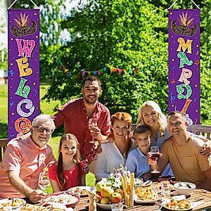 Mardi Gras Door Banner - LIYDE Mardi Gras Decorations Hanging Mardi Gras Porch Signs Outdoor Indoor Banner