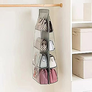 ABSOK Handbag Hanging Organizer,Hanging Purse Organizer Handbag Storage Hanger Oxford Cloth Dust Proof Storage Holder Bag Wardrobe Closet Space Saving Organizers System,Washable - 8 Pocket