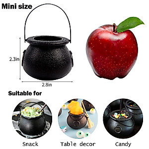 DIYASY Mini Plastic Cauldron,12 Pcs Witch Calderon Pot Black Buckets with Handle for Kids Halloween Candy St. Patrick's Coins Holder & Party Favors