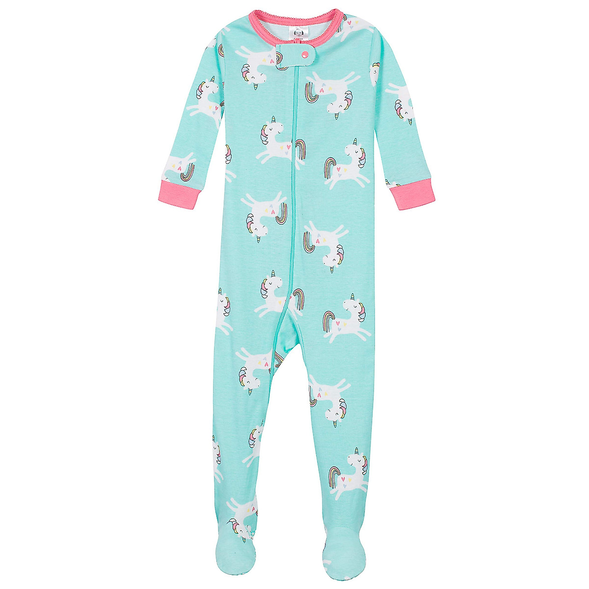 Gerber Baby Girls' 4-Pack Footed Pajamas, Unicorns Cats Pink, 12 Months