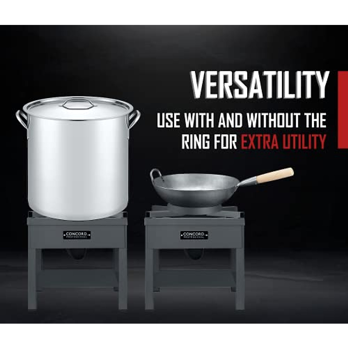 Concord Professional Single Banjo Wok Burner with Stand. Up to 270,000 BTU. Great for Home Brewing, Wok Stir Fry, Turkey, Etc. (16")