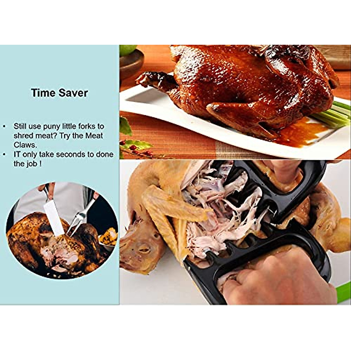 WinAimer Premium meat shredder claws - Strongest BBQ Meat Forks, Carving Forks , Lift, Handle, Shred and Cut Meats ,Shredder Claw x 2 For Barbecue, Smoker, Grill (Black)