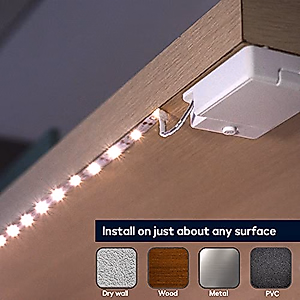 BestLuz Battery Powered Under Cabinet Lighting, Wireless LED Strip Lights for Kitchen Under Cabinet | Shelves | Under Counter | Closet | Cordless Click Light | 40 inch x 3-Pack Neutral White 4000K