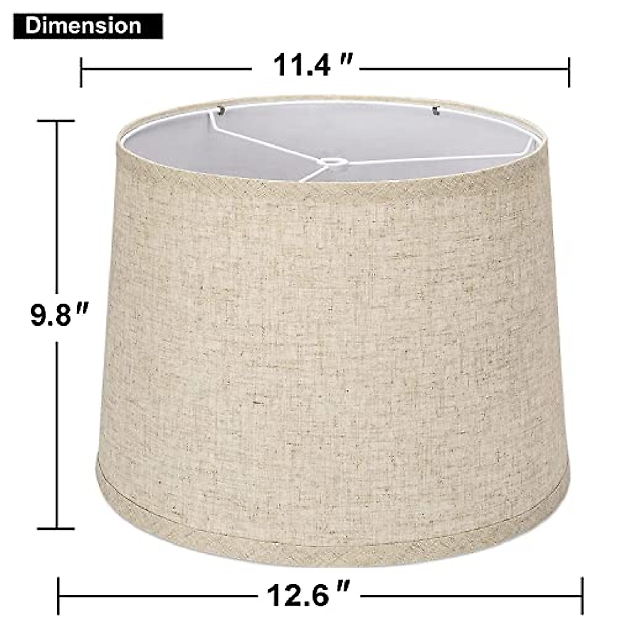 Lamp Shades Set of 2, Medium Lampshades 11.6" Top x 12.6" Bottom x 9.8" High, Drum Lampshades (Spider Fitter), Natural Beige Linen Lampshades Hand Crafted Shades Replacement for Table Lamp, Floor Lamp