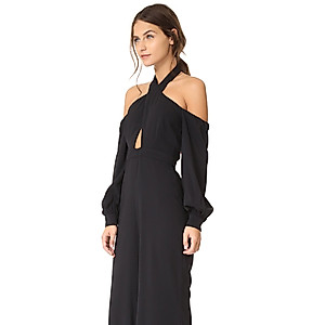 Jill Jill Stuart Women's Halter Jumpsuit with Cold Shoulders, Black, 0