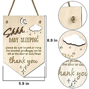 Baby Sleeping Door Sign 3D Shhh Hanging Sign Plaque Decor Do Not Knock Or Ring Privacy Sign (Style 1)