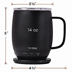 Nextmug - Temperature-Controlled, Self-Heating Coffee Mug (Black - 14 oz.)