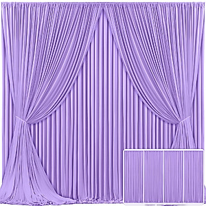 4 Panels Lavender Backdrop Curtain for Parties Wedding Wrinkle Free Light Purple Photo Curtains Backdrop Drapes Fabric Decoration for Baby Shower Photoshoot 20ft(W) x 10ft(H)