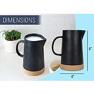 Nat & Jules Large Raw Bottom Matte Black 48 ounce Ceramic Pitcher Jug