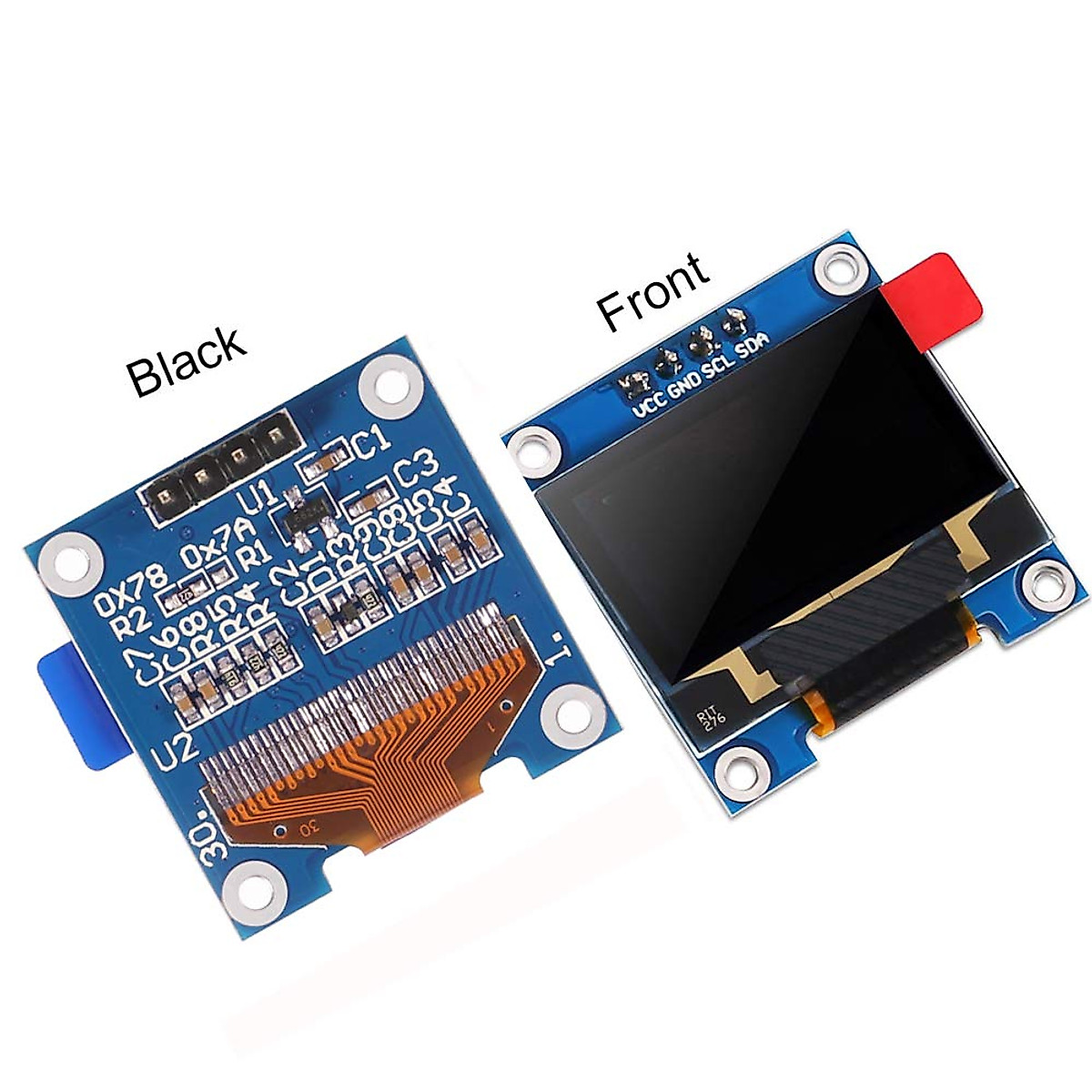 DORHEA 6PCS 0.96’’ OLED Display Module 12864 128x64 Pixel LCD White Light SSD1306 Driver Board I2C Serial 0.96 inch IIC Chip 4 Pin Self-Luminous Display Board Compatible with Raspberry Pi
