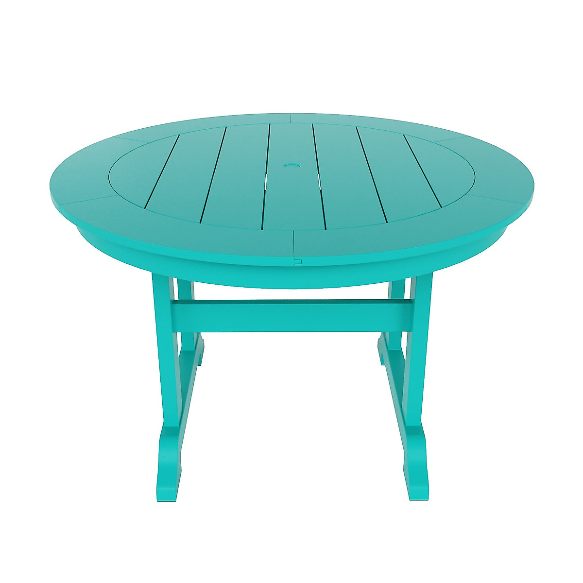 WO Outdoor Adirondack Dining Chair Round Table 5 PCS Set Retro Aesthetic Curveback for Outside Restaurant Dining, Resort, Hotel, Home, Balcony, Terrace, Lawn, Pool, Deck, Garden (Turquoise)