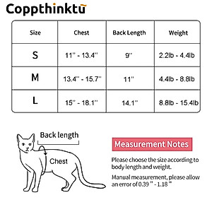 Coppthinktu Cat Professional Recovery Suit for Abdominal Wounds or Skin Diseases, Cat Surgery Recovery Suit, E-Collar Alternative, Soft Kitten Spay Recovery Suit Anti Licking Wounds