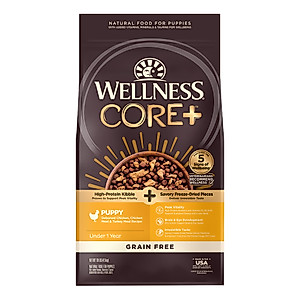 Wellness CORE+ (Formerly RawRev) Grain Free Natural Dry Puppy Food, Puppy Deboned Chicken & Turkey with Freeze Dried Turkey Recipe, 10-Pound Bag