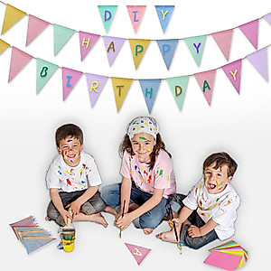 36 Flags Imitated Burlap Pennant Banner Flags, Pastel Fabric Triangle Rainbow Flag for Birthday Classroom Christmas Valentines Baby Shower Graduation Rustic Boho Spring Holidays Party Decorations