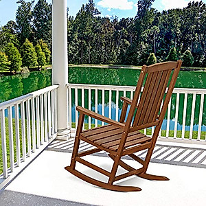 FURINNO Tioman Hardwood Patio Furniture Rocking Chair in Teak Oil, Natural