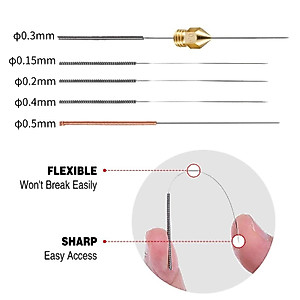 24Pcs MK8 3D Printer Nozzles Extruder nozzles Kit 0.4mm,0.2mm,0.3mm,0.5mm,0.6mm,0.8mm,1.0mm Brass Nozzles with 5Pcs Stainless Steel Cleaning Needle for for Creality CR-10, Ender 3/ pro/v2/5, Prusa i3