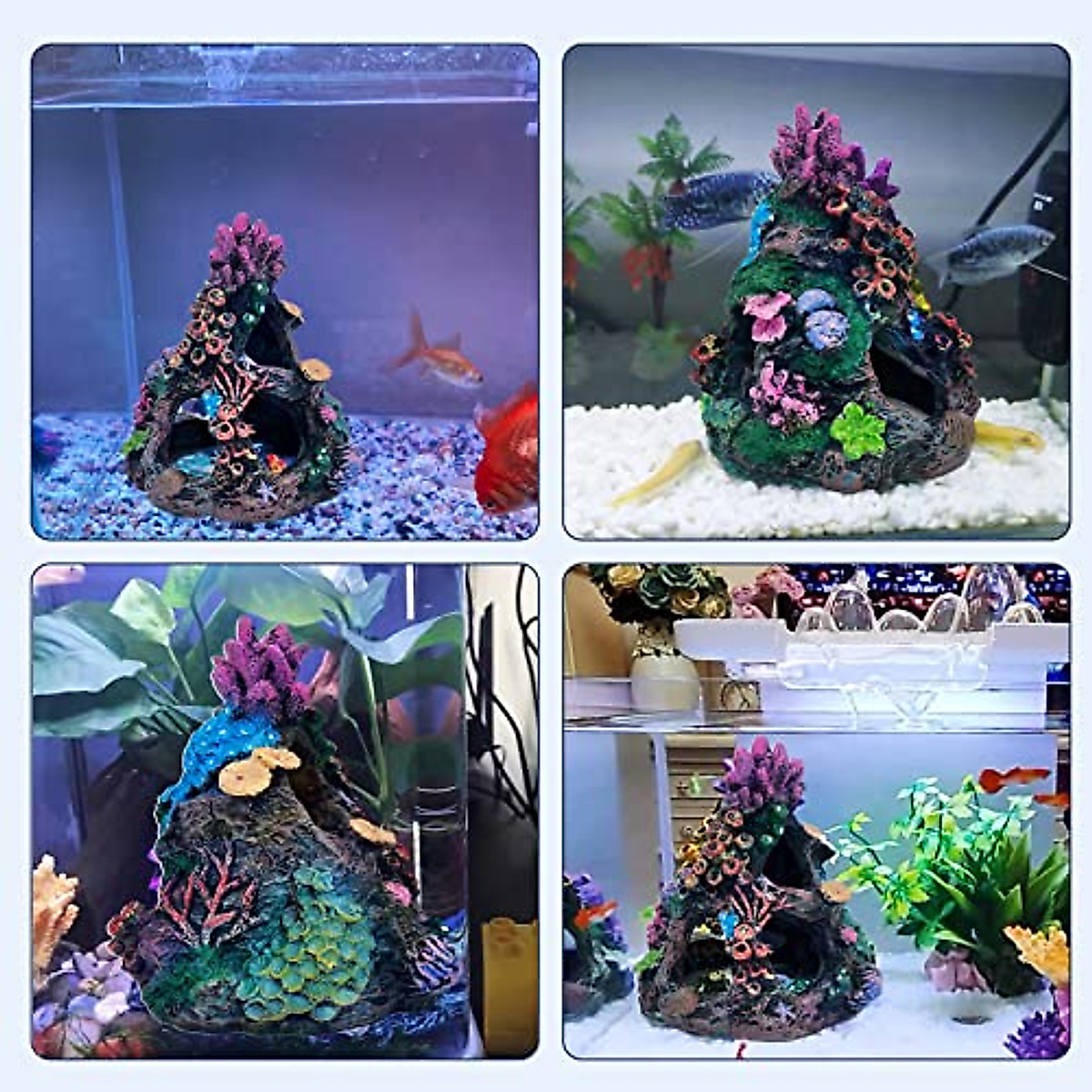 PINVNBY Coral Aquarium Decoration Fish Tank Resin Rock Mountain Cave Ornaments Betta Fish House for Betta Sleep Rest Hide Play Breed