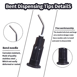 Blunt Tip Needle, 100 Pcs 20G Black Bent Dispensing Tips, Flow Dispensing Needle Tips, Disposable Dental Irrigation Fluid Needle Tips for Oil or Glue Applicator