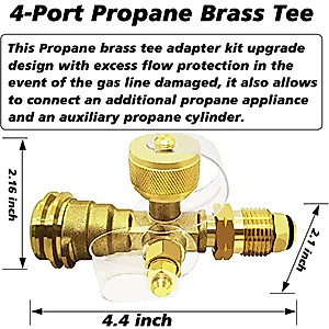 GardenNow Upgraded Propane Brass 4 Port Tee Kit Propane Brass Tee Adapter Kit with 5FT and 12FT Stainless Braided Hoses Allow for Connection Between Auxiliary Propane Cylinder and Propane Appliances