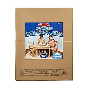 Melissa & Doug Solid Wood Table and 2 Chairs Set - Light Finish Furniture for Playroom