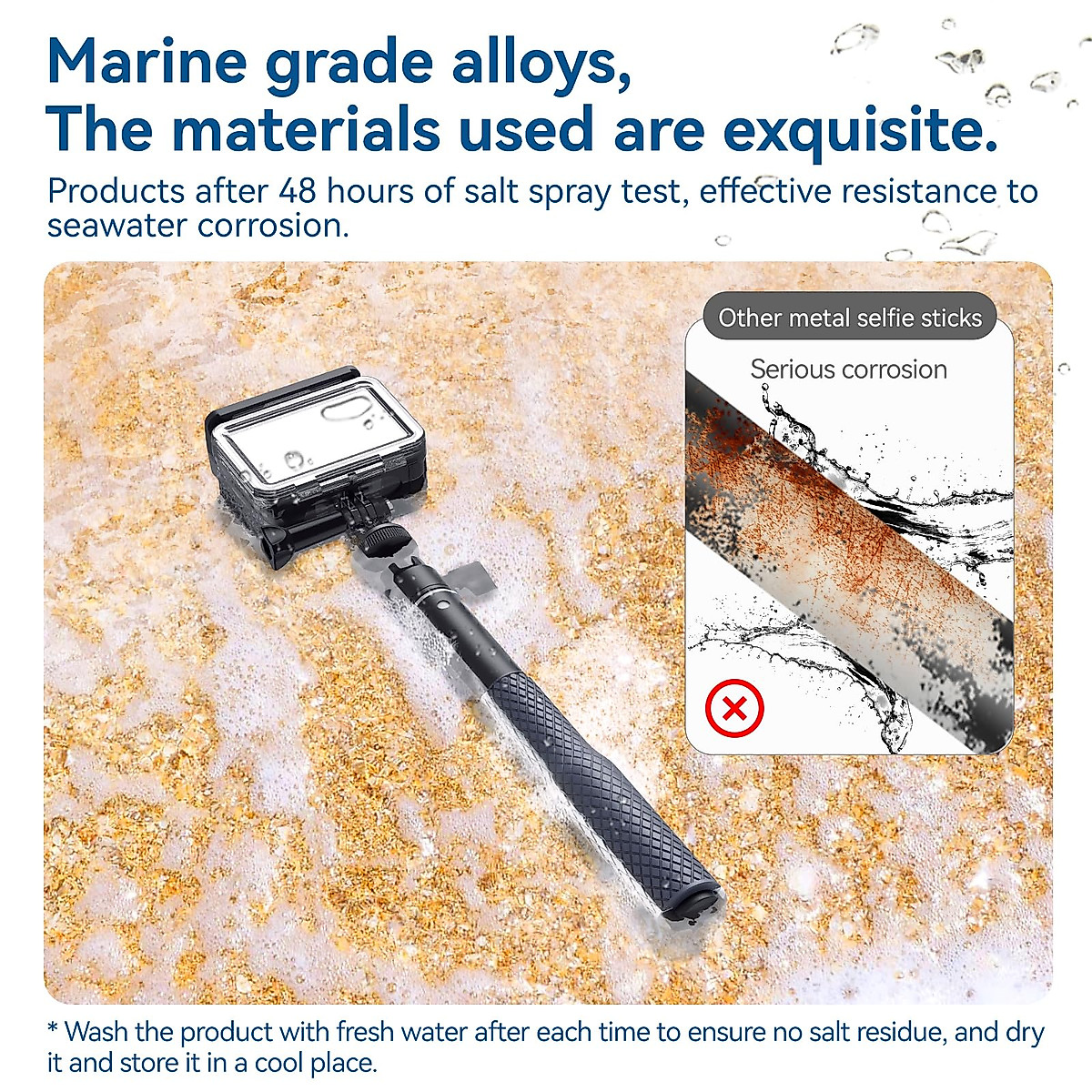 TELESIN 360° Waterproof Selfie Stick 25.75" w Hand Strap Underwater Dive Diving Extension Stick Pole Monopod for GoPro Max 12 11 10 9 8 7 Insta360 X3 GO3 Ace Pro DJI Action 4 Osmo Pocket 3 Accessories