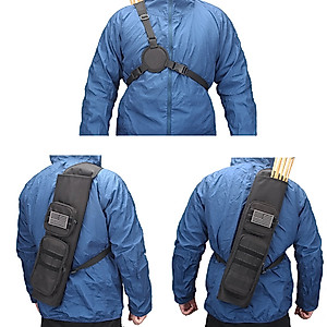 KRATARC Archery Back Arrows Quiver Bag with Molle System and Pockets for Hunting Shooting Target Practice (Black- molle design)