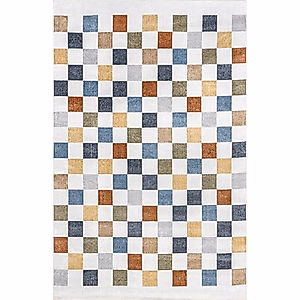 nuLOOM Naya Checkered Machine Washable Area Rug, 4x6, Beige