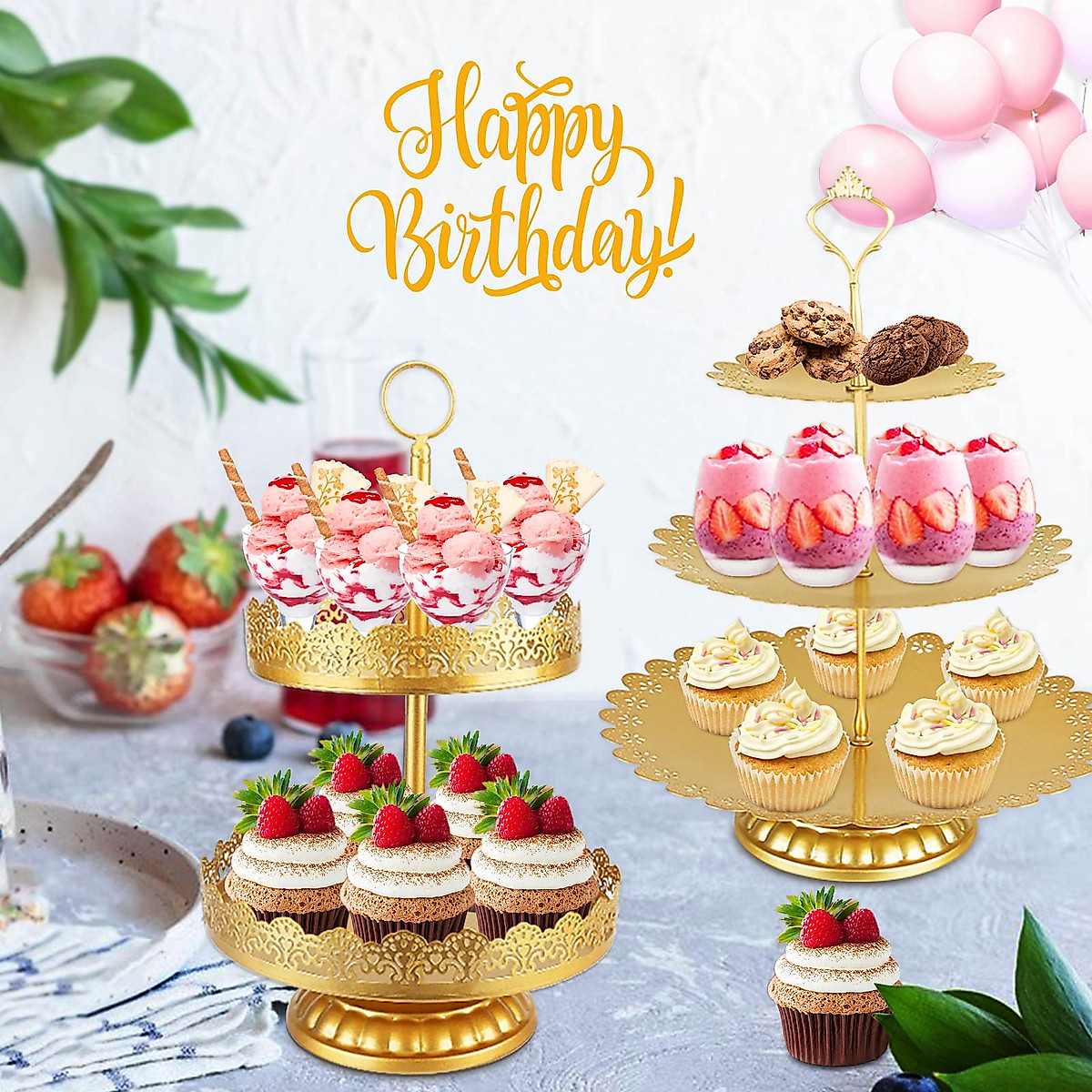 6 Pack Cake Stand Set, Gold Cupcake Stands Tiered Cupcake Holder Candy Fruite Dessert Table Display Set Decorating for Wedding Birthday Party Chrismas Celebration Home Decor