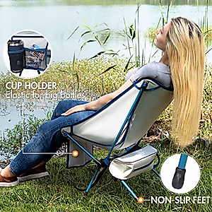 PORTAL Folding Camp Chairs Portable Backpacking Chair Comapct Beach Chair for Hiking Travel Outdoor Sports Picnic Garden Festival Lightweight, 225LBS