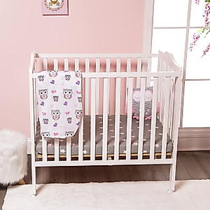 2 Pack n Play Mattress Sheets – 100% Jersey Knit Cotton Soft Portable Crib Mattress Sheets for Girls with Pink and Purple Owl and Pink Star Designs; 2 Pk Playpen Mattress or Mini Crib Fitted Sheet Set