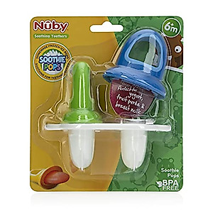 Nuby Garden Fresh Fruitsicle Frozen Pop Tray, Blue/Green, 2 Piece