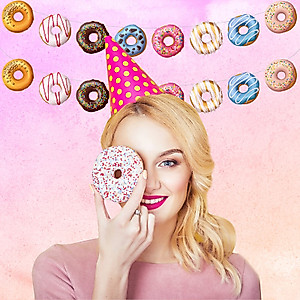Donut Theme Party Banner 4 Pieces Donut Banner Donut Garland Donut Party Decorations for Donut Theme Birthday Party Christmas New Year Baby Shower Party Favors(Cute Style)